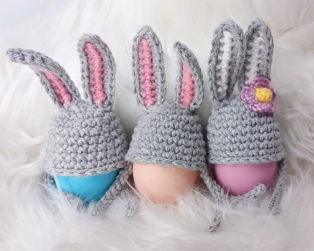 Bunny Egg Cozy - Bunny Egg Hat - Easter Decor - Easy Crochet Pattern ...