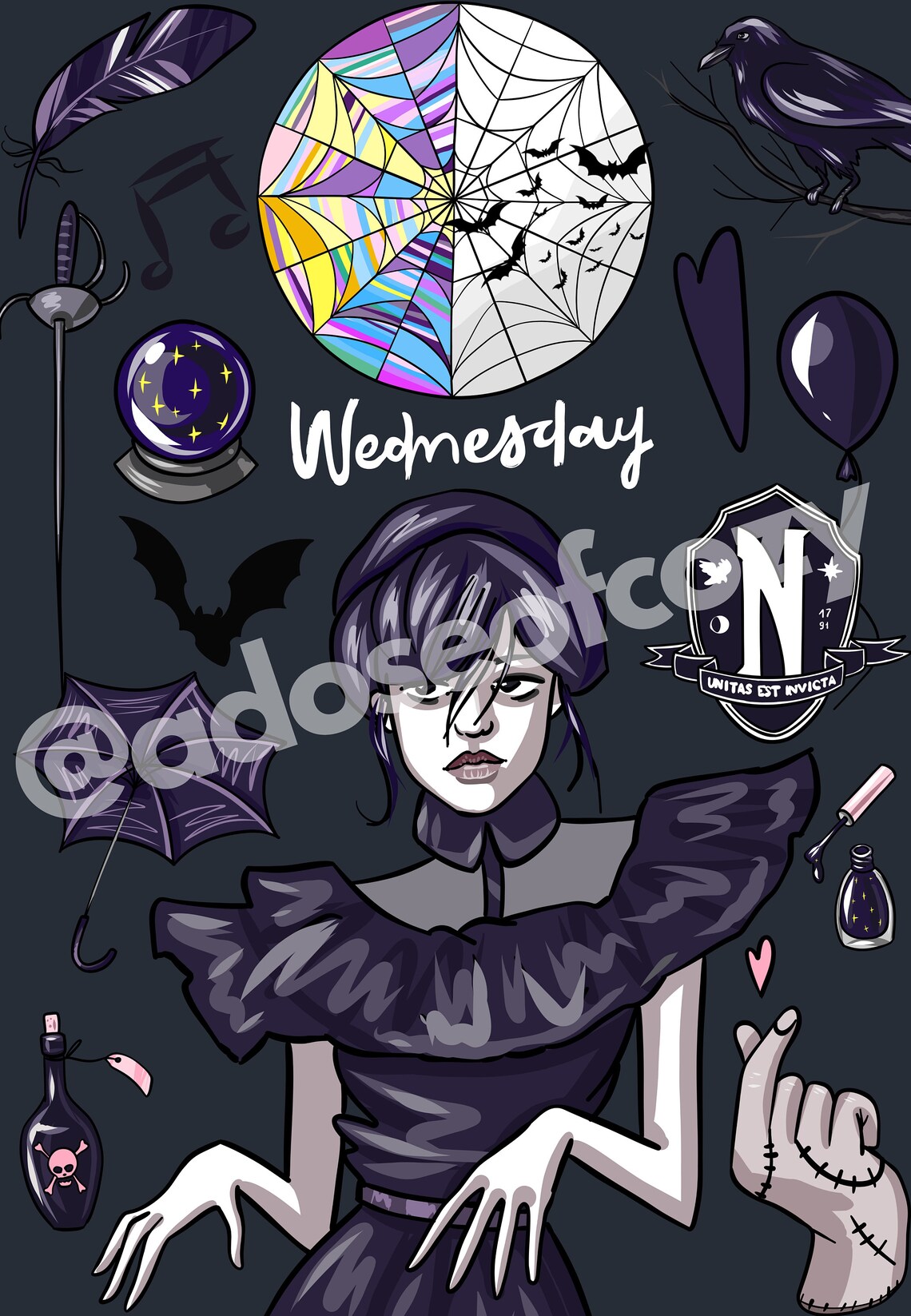 Wednesday Addams Kindle Paperwhite Insert - Embrace the Dark Side of ...