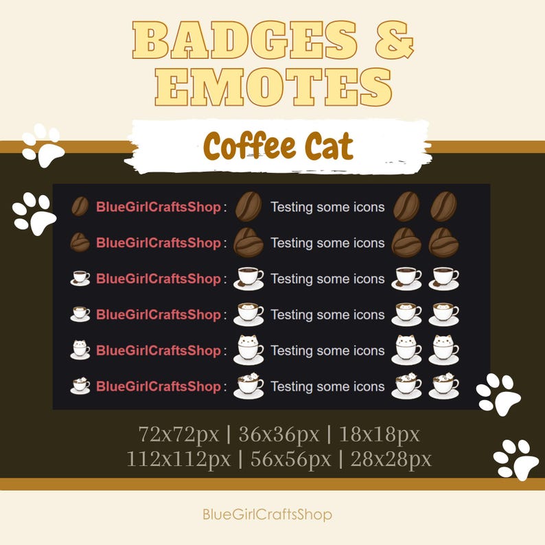 Coffee Cat Badges/emotes| Twitch| Youtube| Discord| Streaming Emotes ...