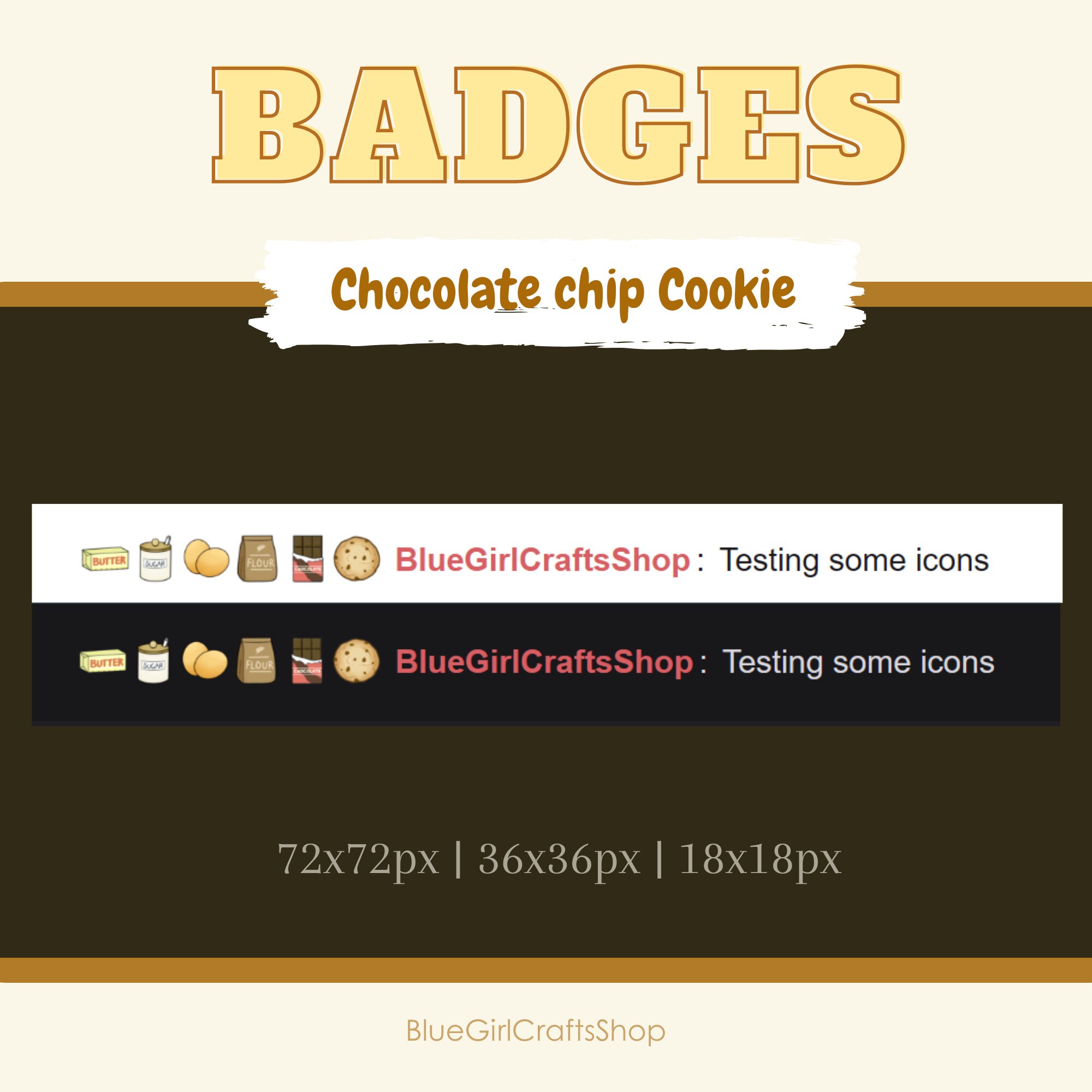 Chocolate Chip Cookie Badges/emotes| Twitch| Youtube| Discord ...