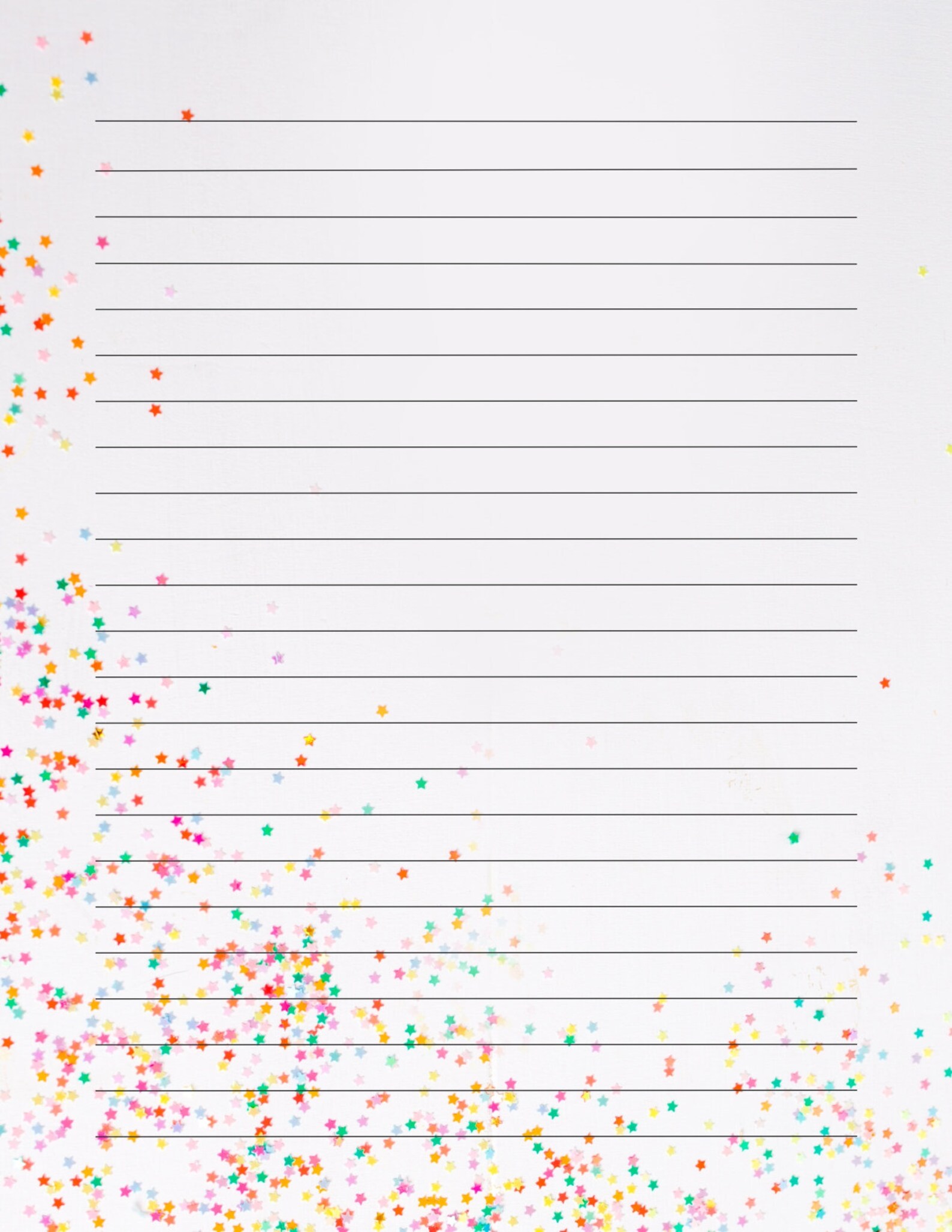 Printable Writing Paper- Stars. Lined and Unlined. Us Letter Size. - Etsy