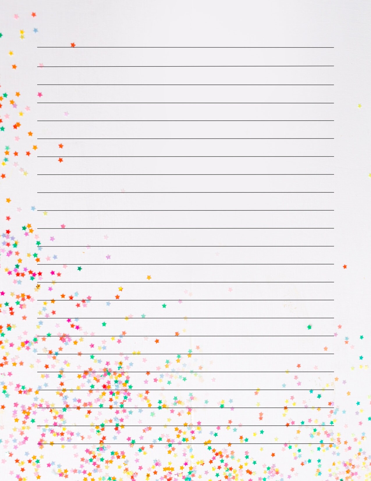 Printable Writing Paper- Stars. Lined and Unlined. Us Letter Size. - Etsy