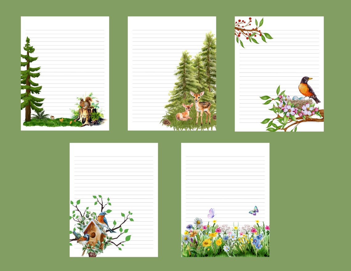 Printable Writing Paper, 5 Designs - Etsy