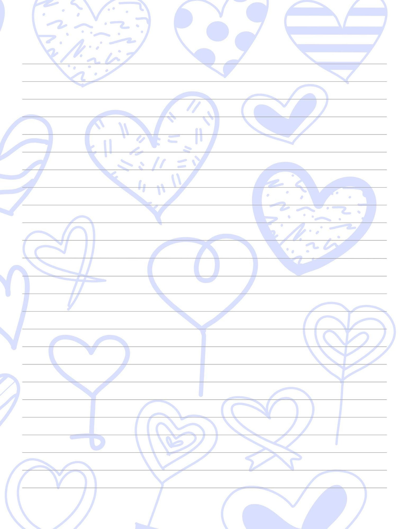 Printable Writing Paper, Hearts - Etsy