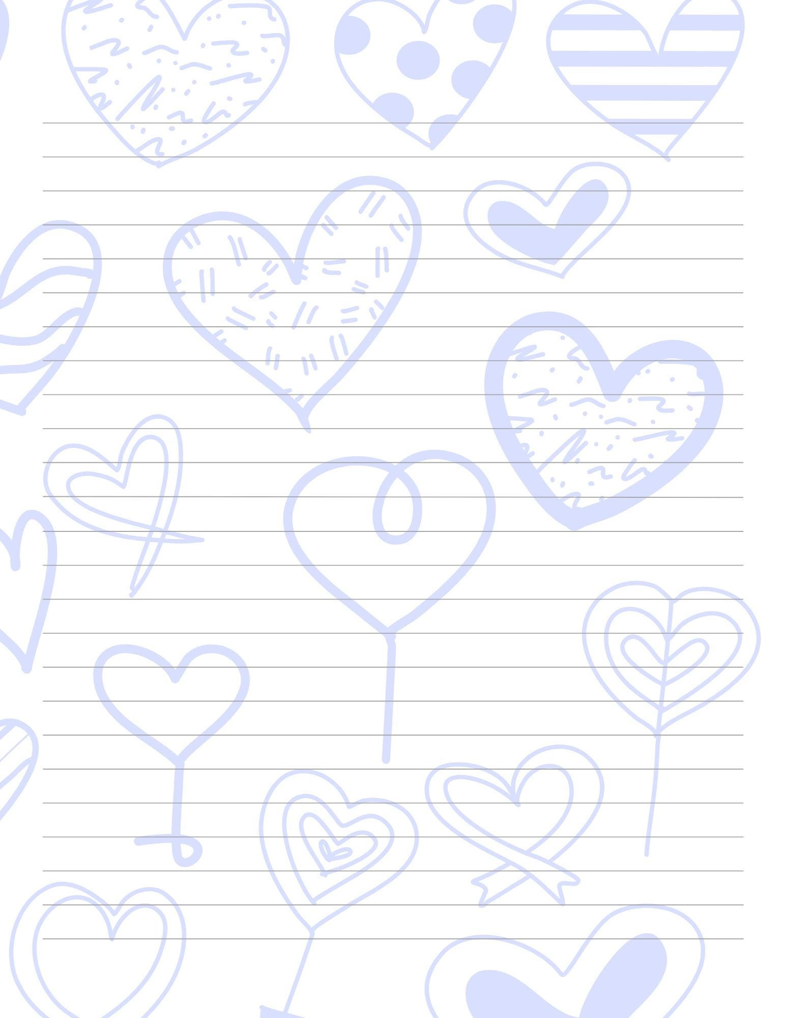 Printable Writing Paper, Hearts - Etsy