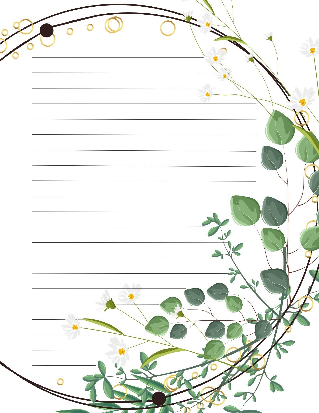 Printable Writing Paper, You Get 8 Different Designs, Lined and Unlined ...