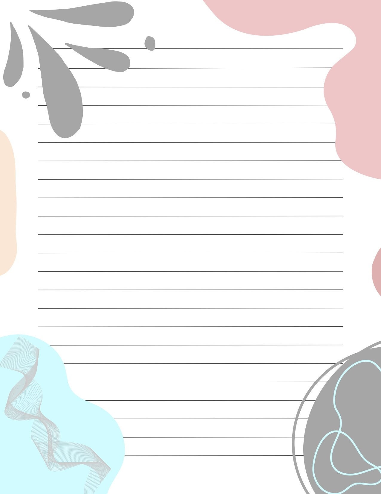 Abstract Writing Paper, Printable Stationery Paper, Lined and Unlined ...