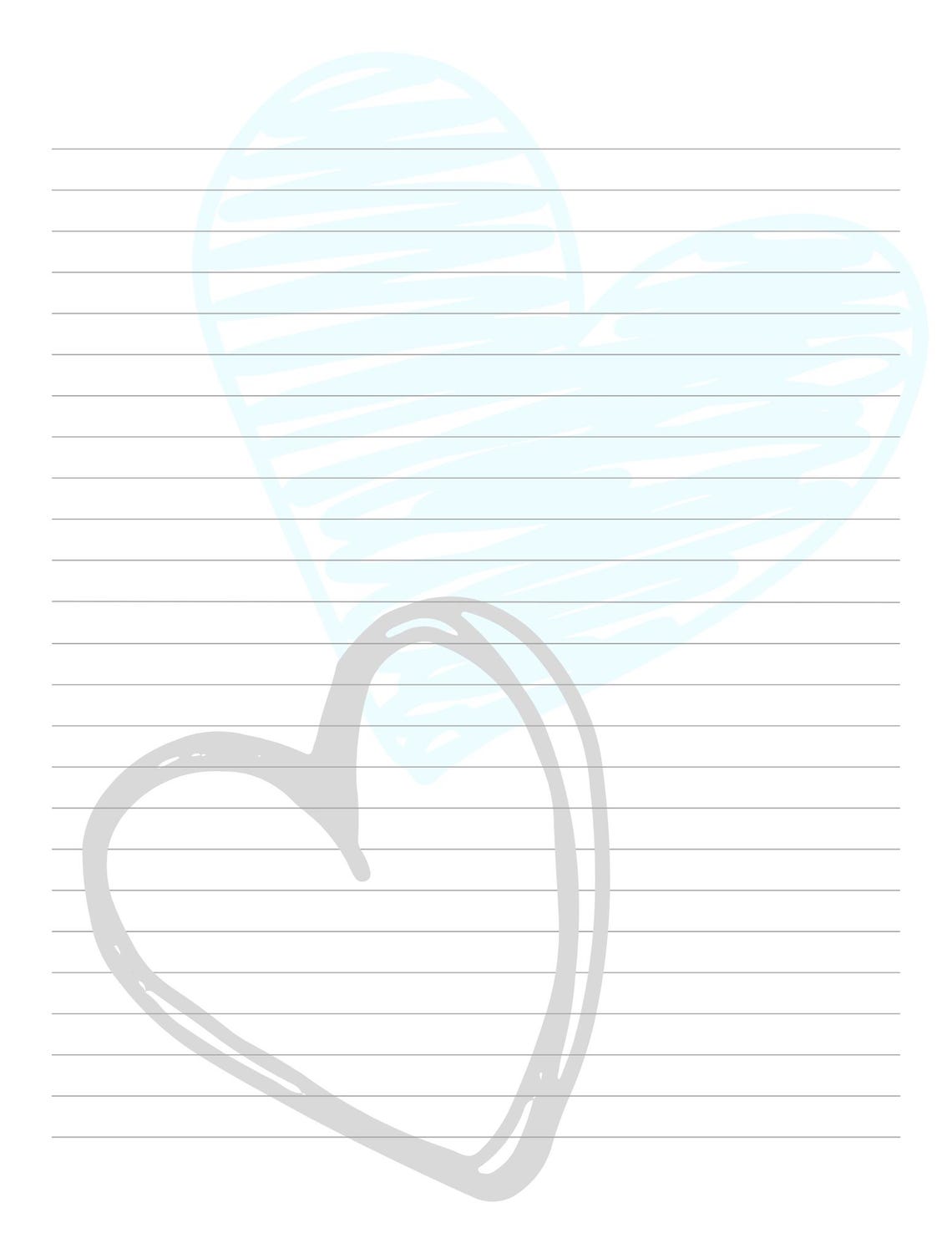 Printable Writing Paper, Hearts - Etsy
