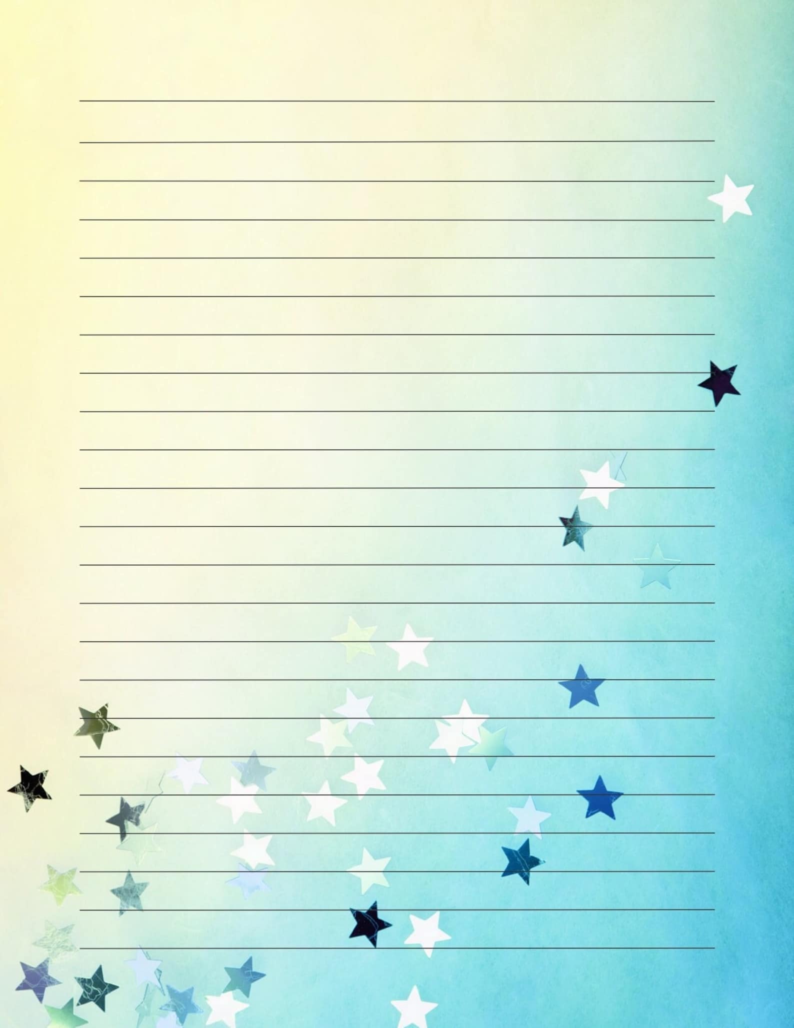 Printable Writing Paper- Stars. Lined and Unlined. Us Letter Size. - Etsy