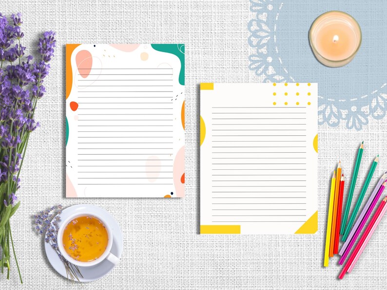 Abstract Lined Writing Paper: US Letter & A4 (digital Download) - Etsy