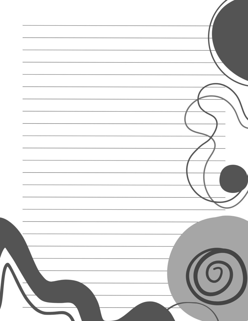 Abstract Printable Writing Paper, 15 Different Designs, Lined and ...