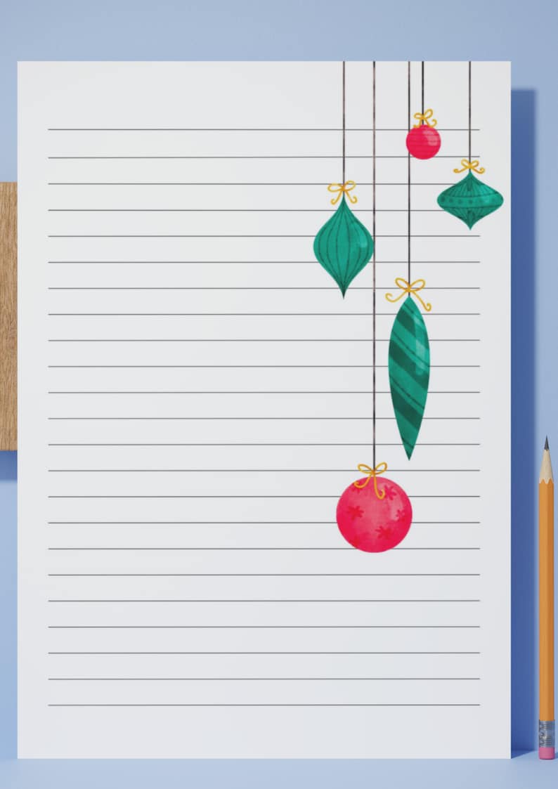 Christmas Writing Paper, Printable, 25 Diferent Designs, US Letter Size ...