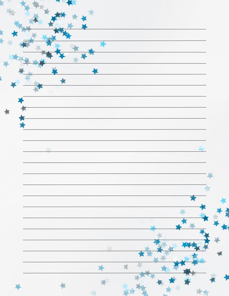 Printable Writing Paper- Stars. Lined and Unlined. Us Letter Size. - Etsy