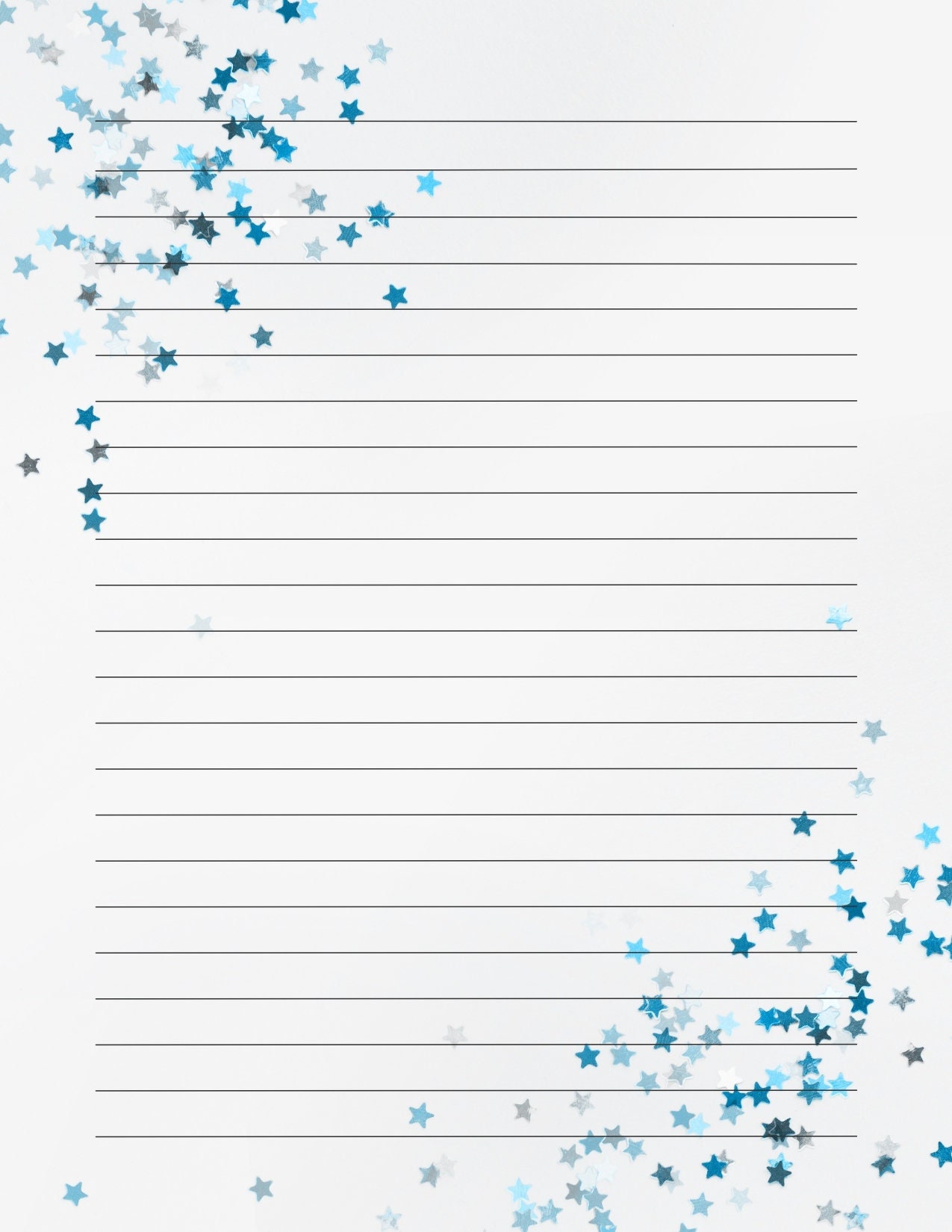 Printable Writing Paper- Stars. Lined and Unlined. Us Letter Size. - Etsy