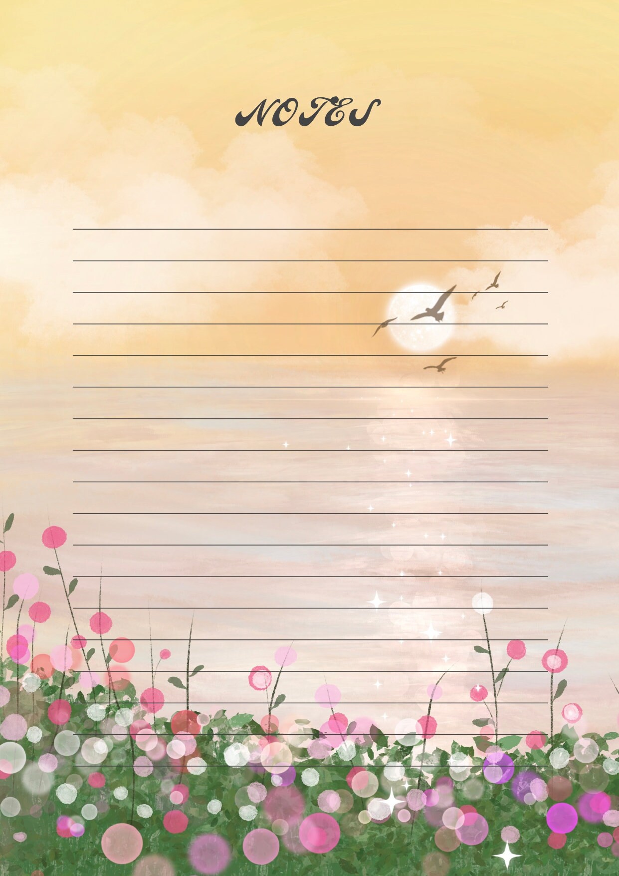 Printable Notepaper, You Get 10 Different Designs For Writing Notes, Us