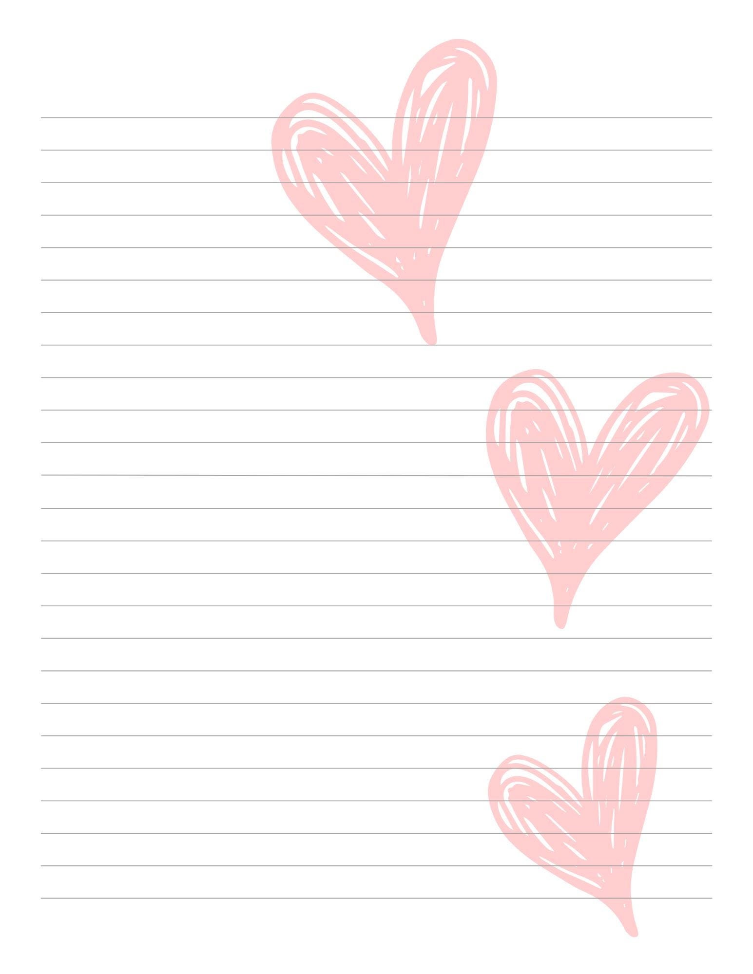 Printable Writing Paper, Hearts - Etsy