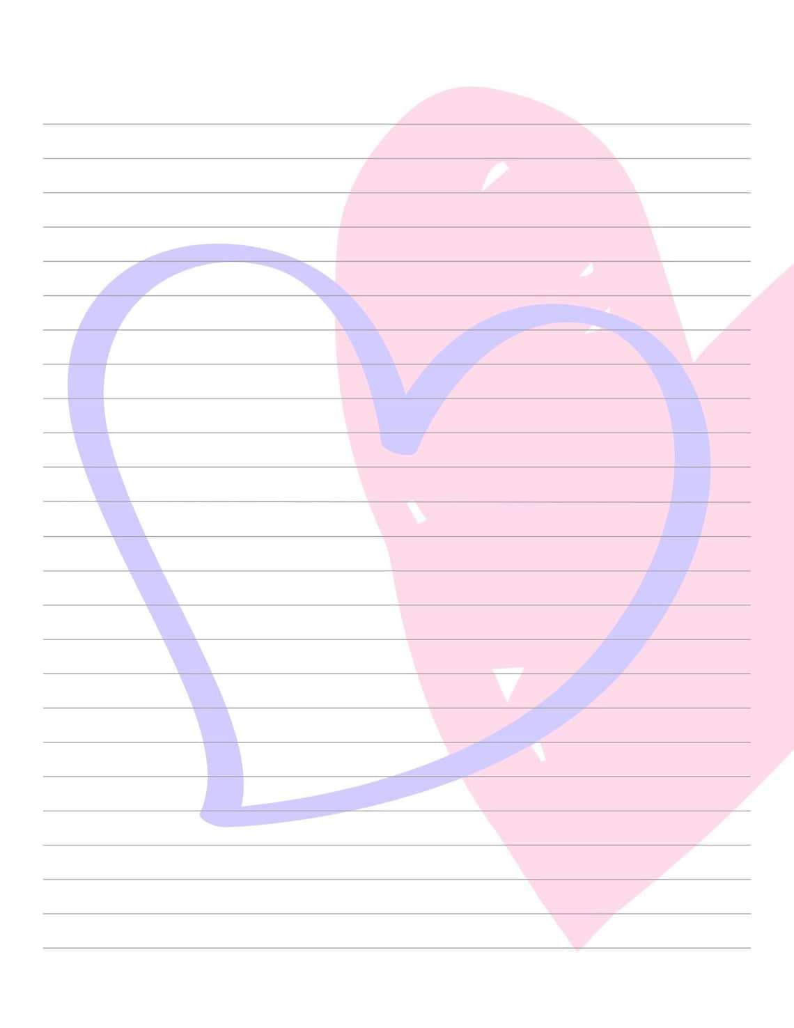 Printable Writing Paper, Hearts - Etsy