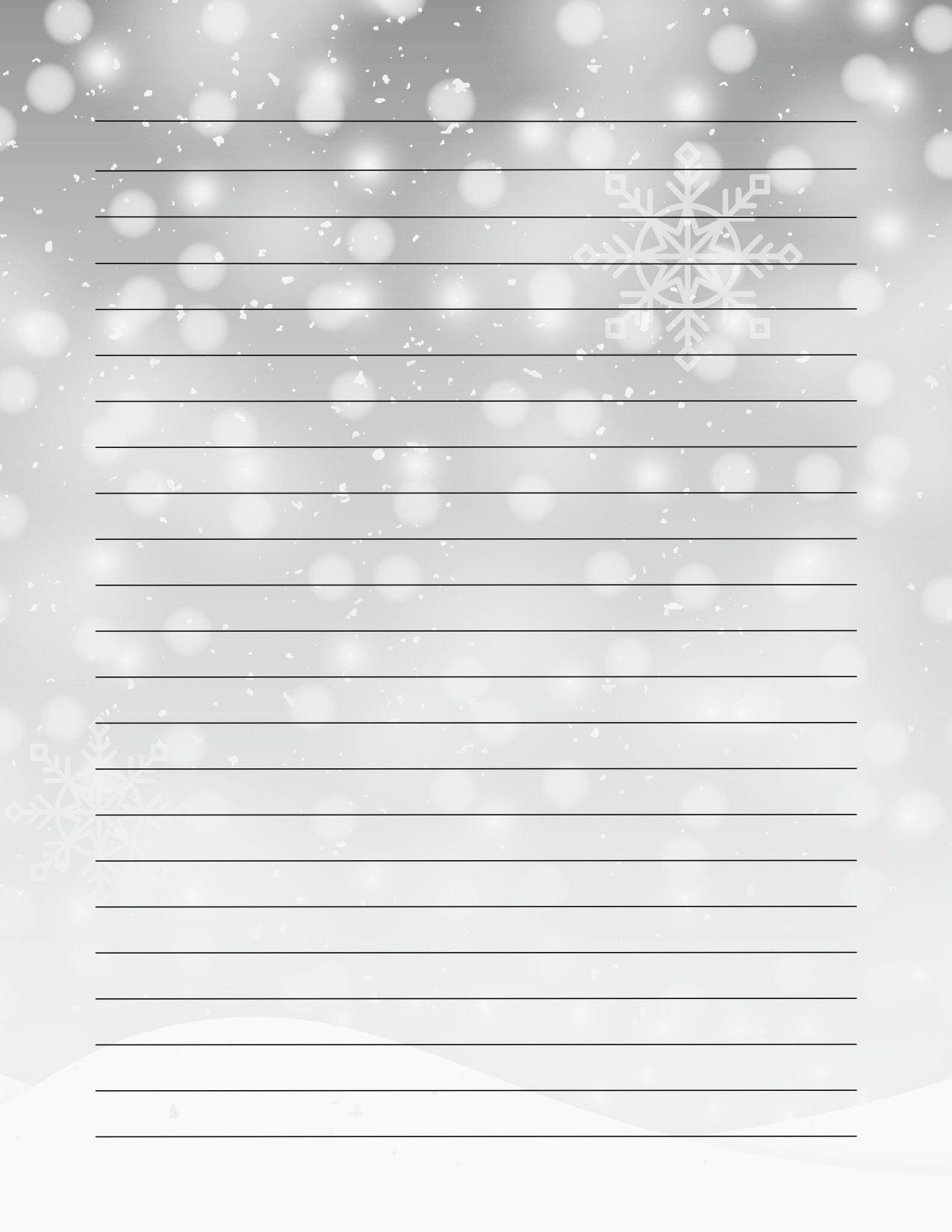 Printable Writing Paper-winter, 12 Diferent Designs, US Letter Size - Etsy