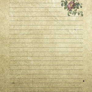 Vintage Floral Writing Paper: 10 Lined Printable Sheets (US Letter Size ...
