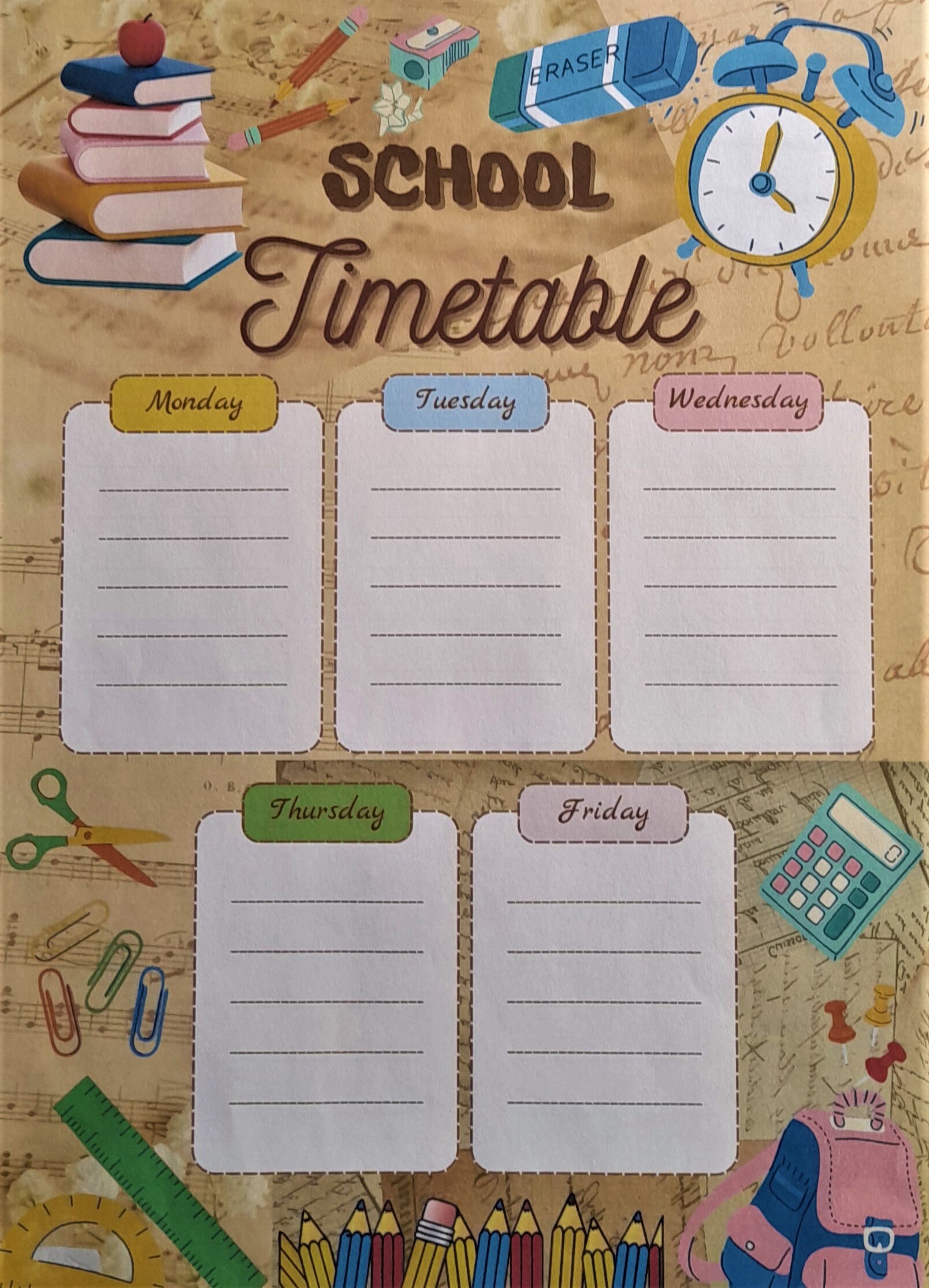 Printable School Timetable,school Schedule,school Planner,kids School ...