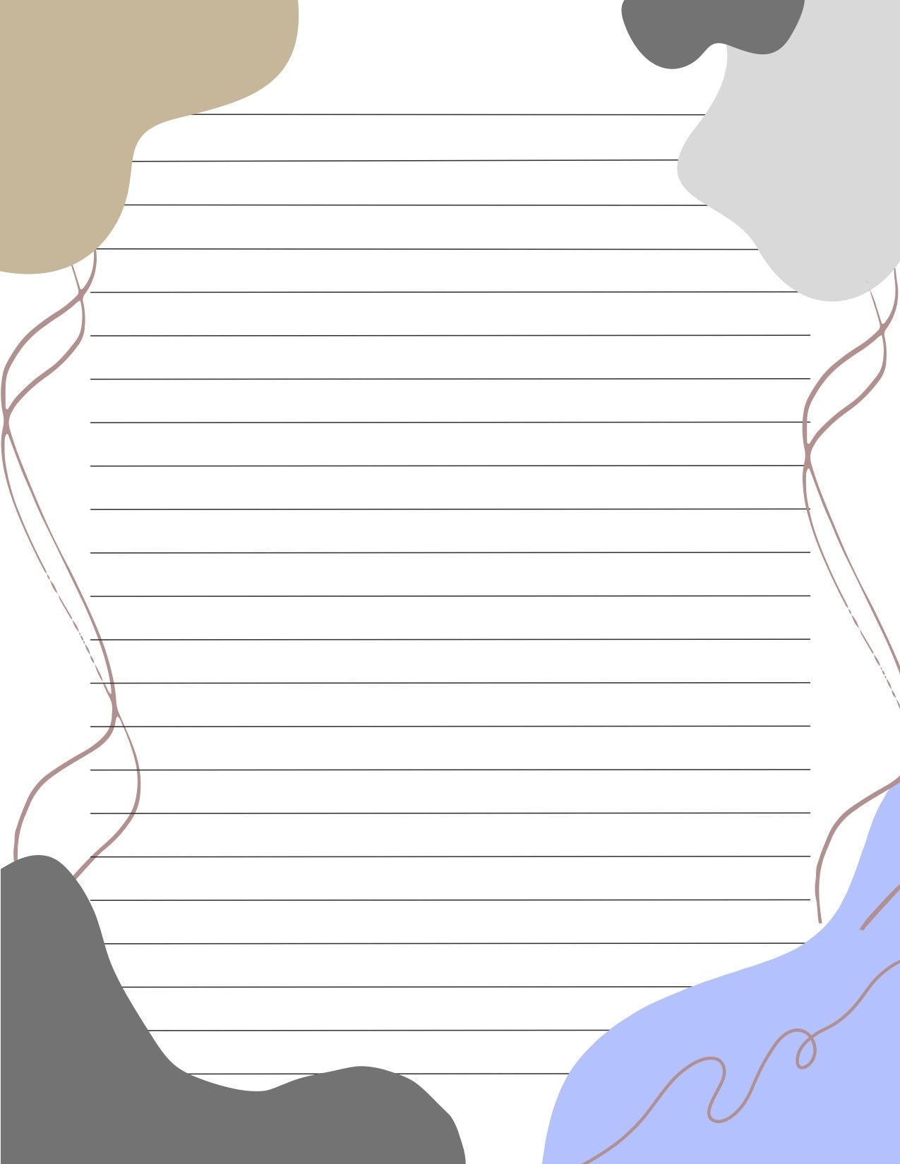 Printable Writing Paper,printable Stationery Paper,abstract Writing ...