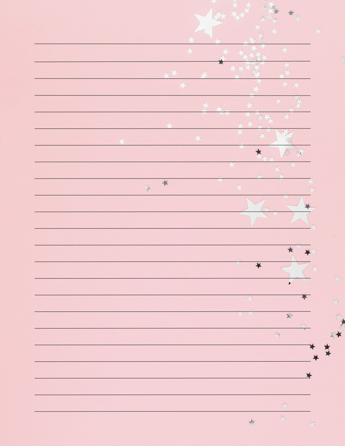 Printable Writing Paper- Stars. Lined and Unlined. Us Letter Size. - Etsy