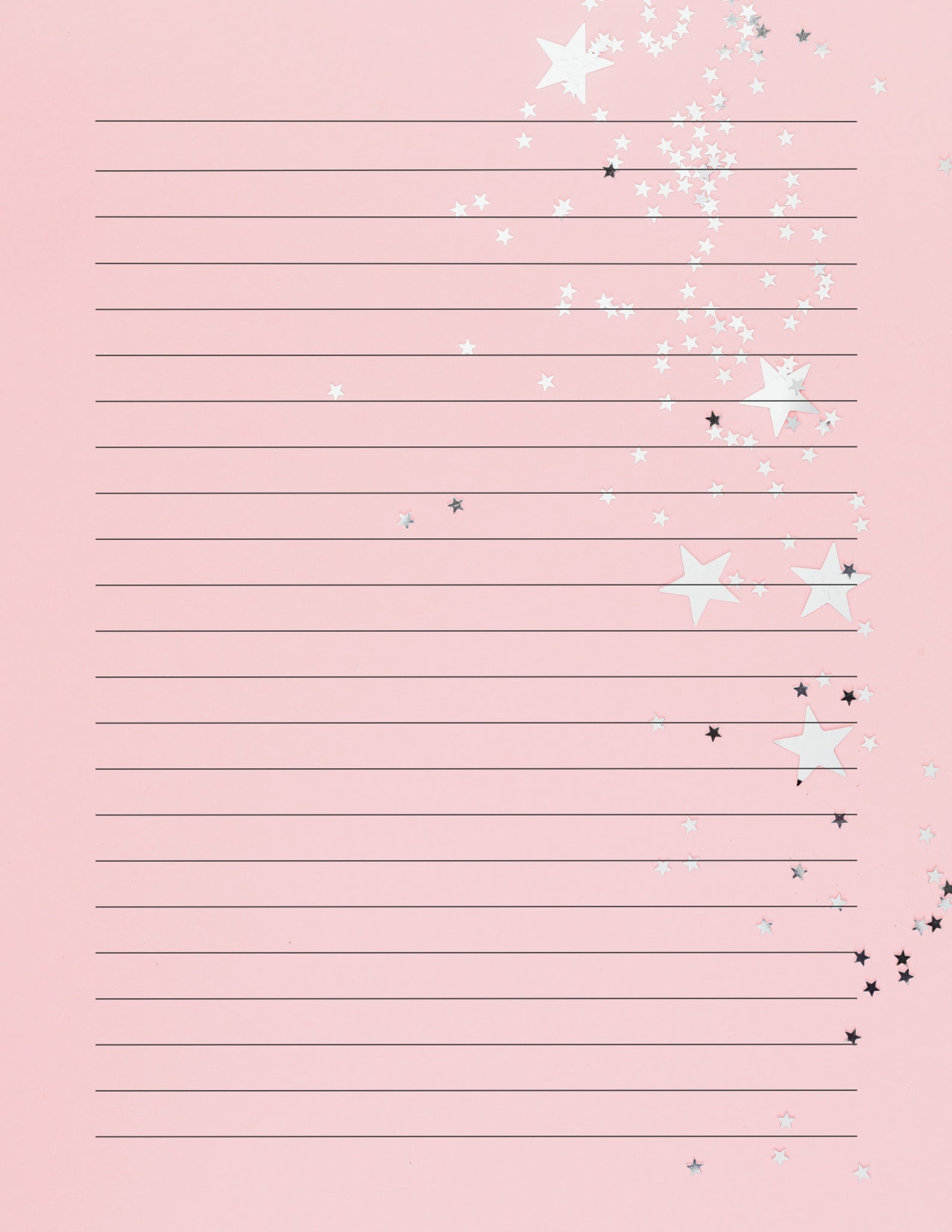Printable Writing Paper- Stars. Lined and Unlined. Us Letter Size. - Etsy