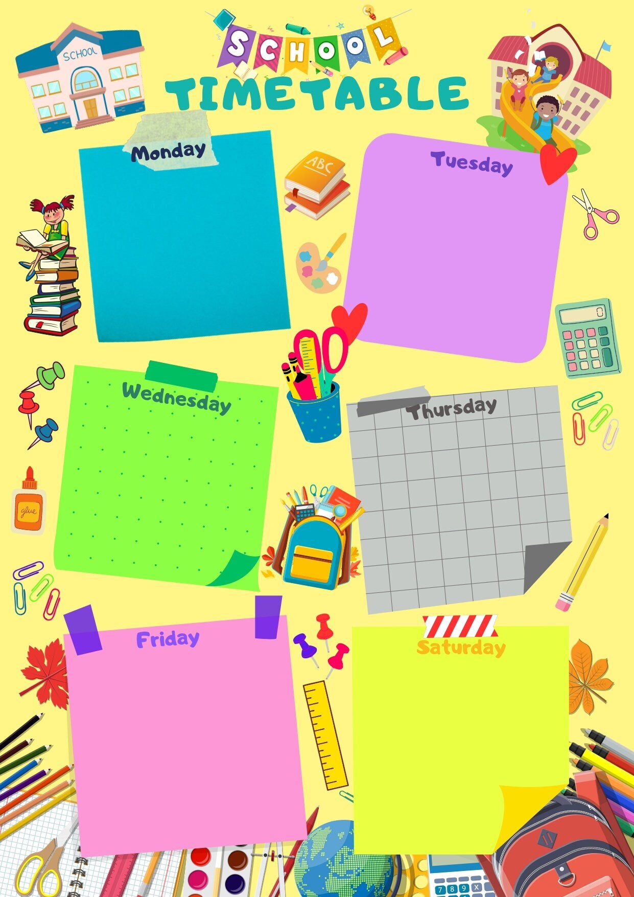 Printable School Timetable,school Schedule,school Planner,kids School ...