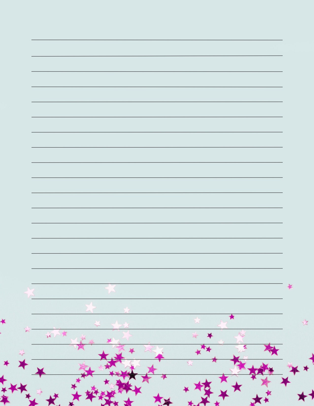 Printable Writing Paper- Stars. Lined and Unlined. Us Letter Size. - Etsy