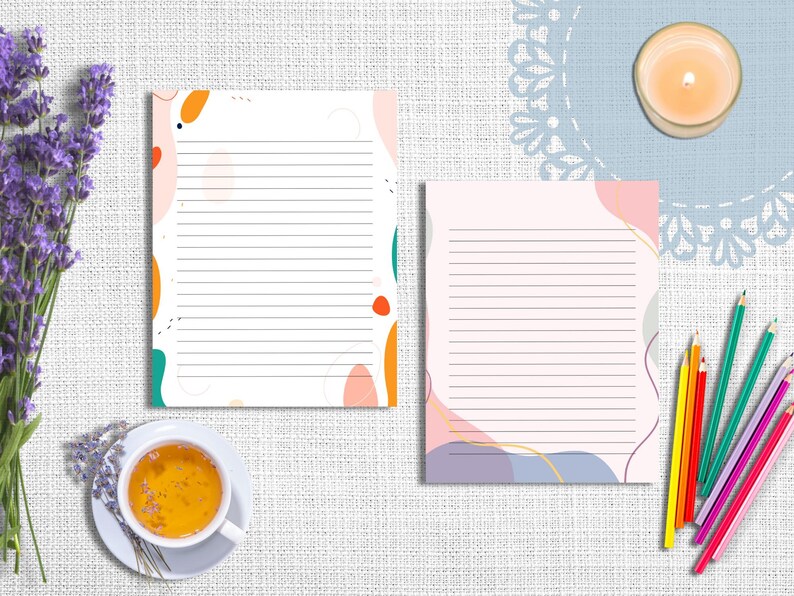 Abstract Lined Writing Paper: US Letter & A4 (digital Download) - Etsy