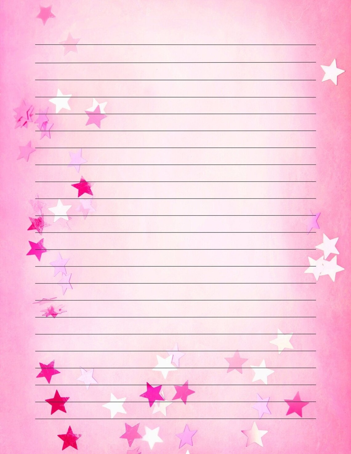 Printable Writing Paper- Stars. Lined and Unlined. Us Letter Size. - Etsy
