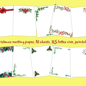 Christmas Writing Paper Printable 10 Sheets US Letter Size - Etsy