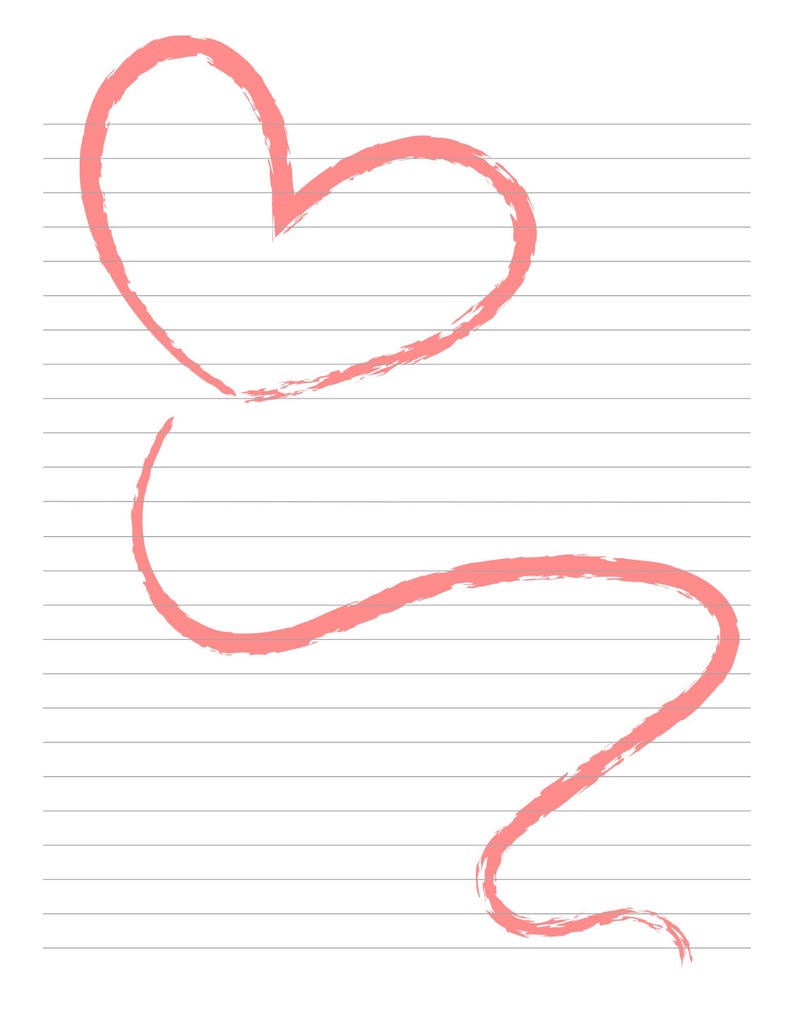 Heart, Printable Writing Paper - Etsy