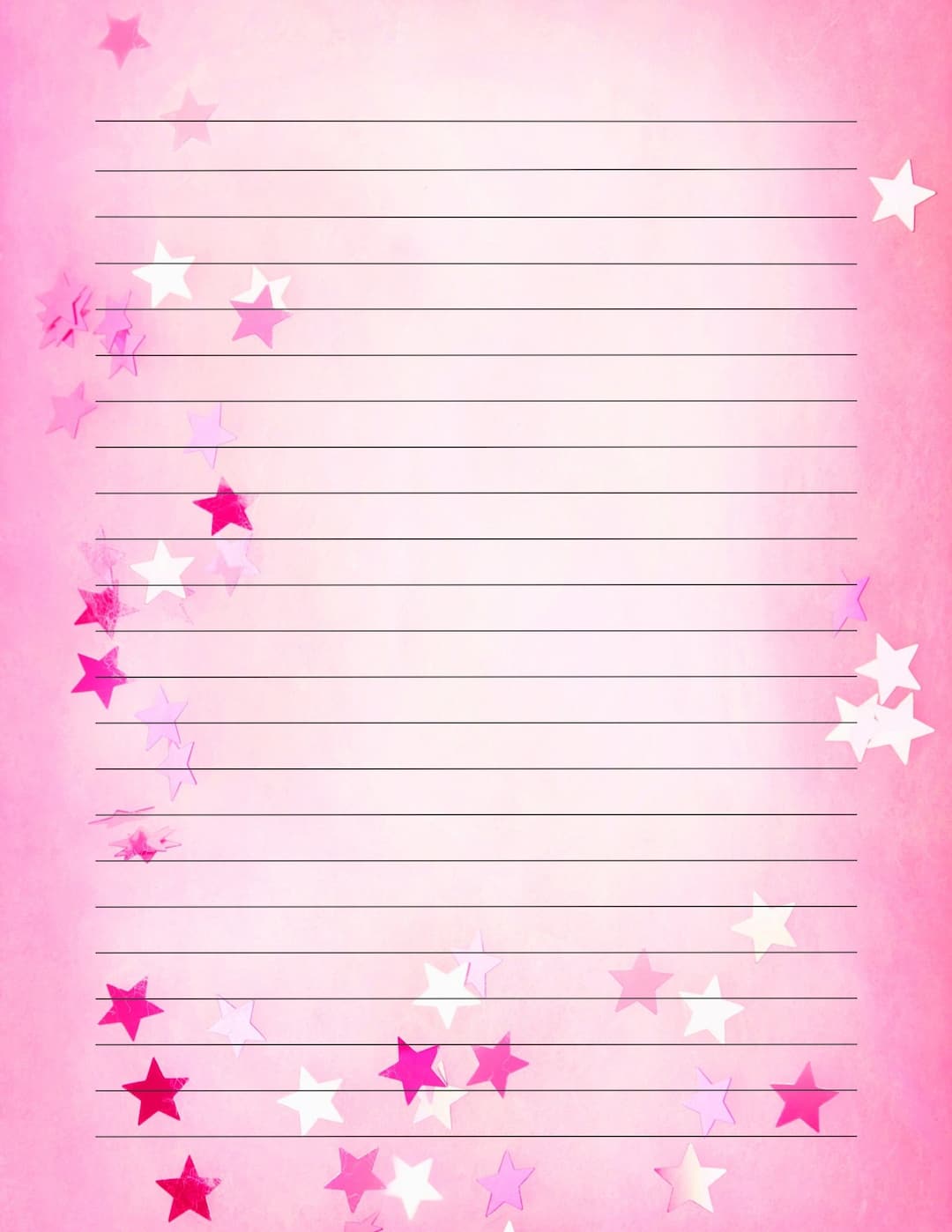 Printable Writing Paper Stars. Lined and Unlined. Us Letter - Etsy