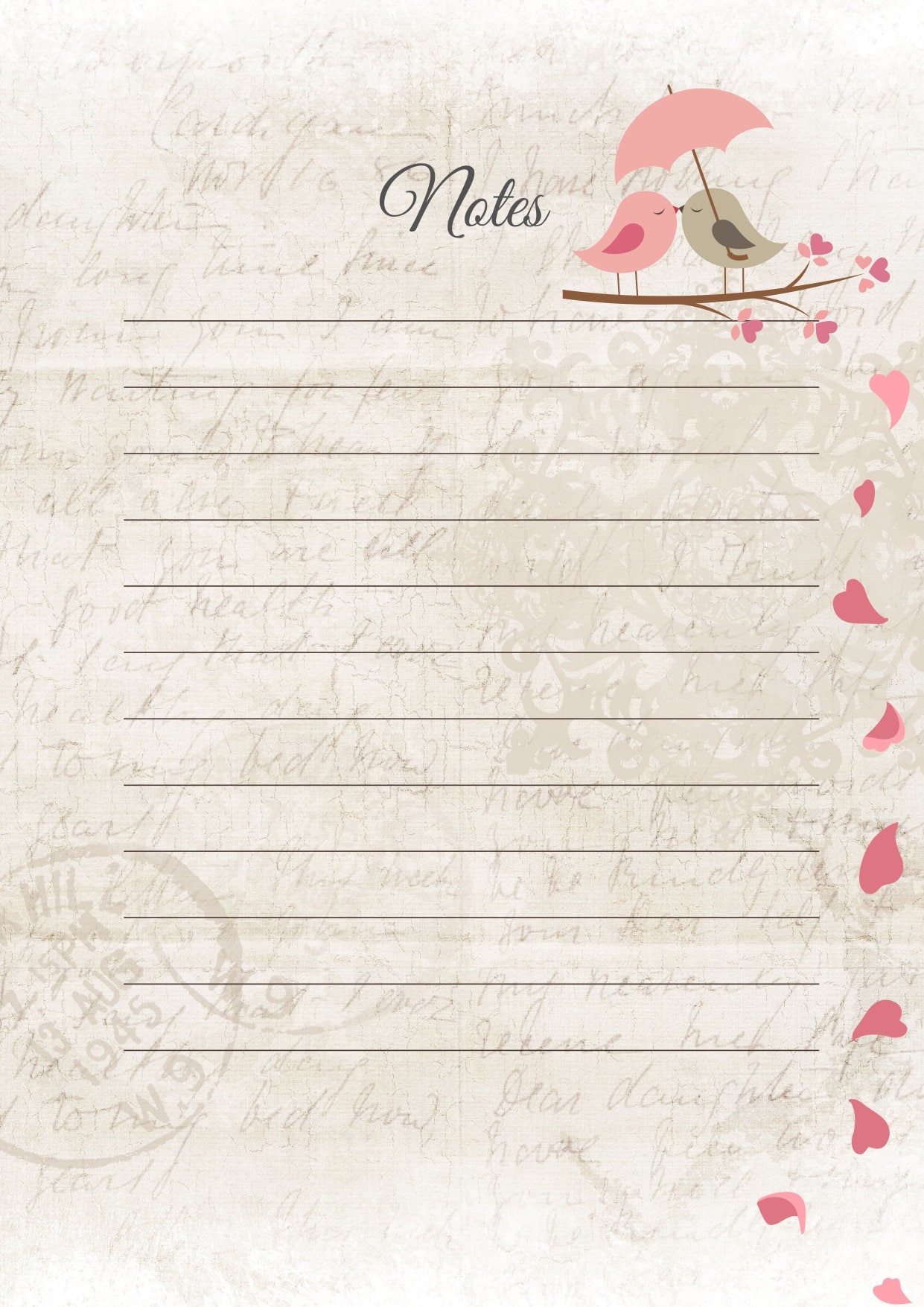 Printable Notepaper, You Get 10 Different Designs for Writing Notes, US ...