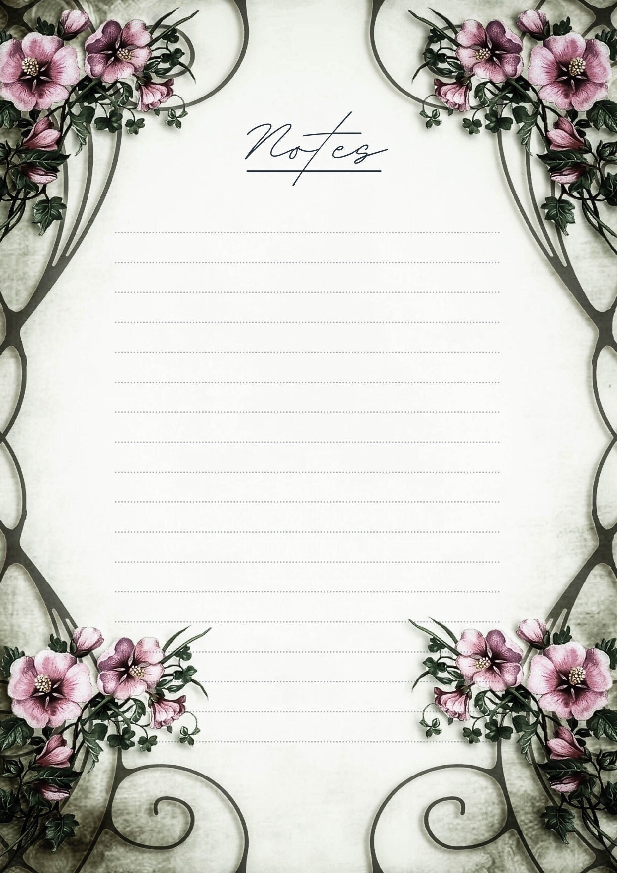 Printable Notepaper, You Get 10 Different Designs For Writing Notes, Us