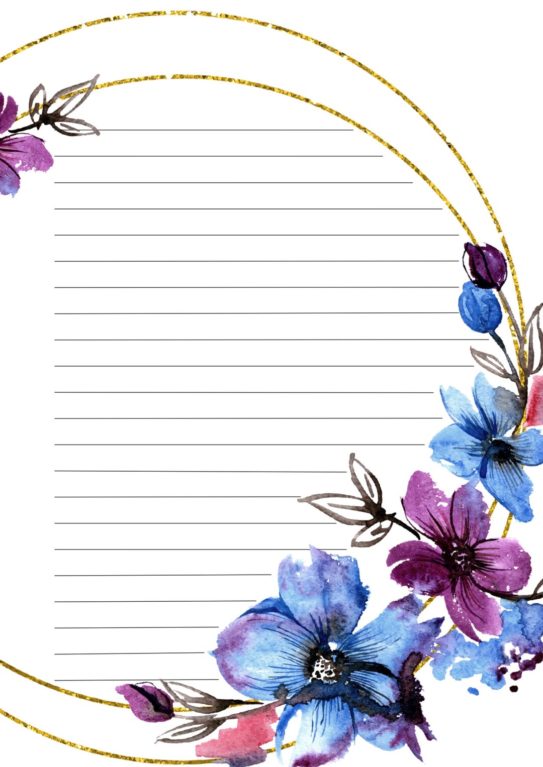 Printable Writing Paper, You Get 8 Different Designs, Lined and Unlined ...