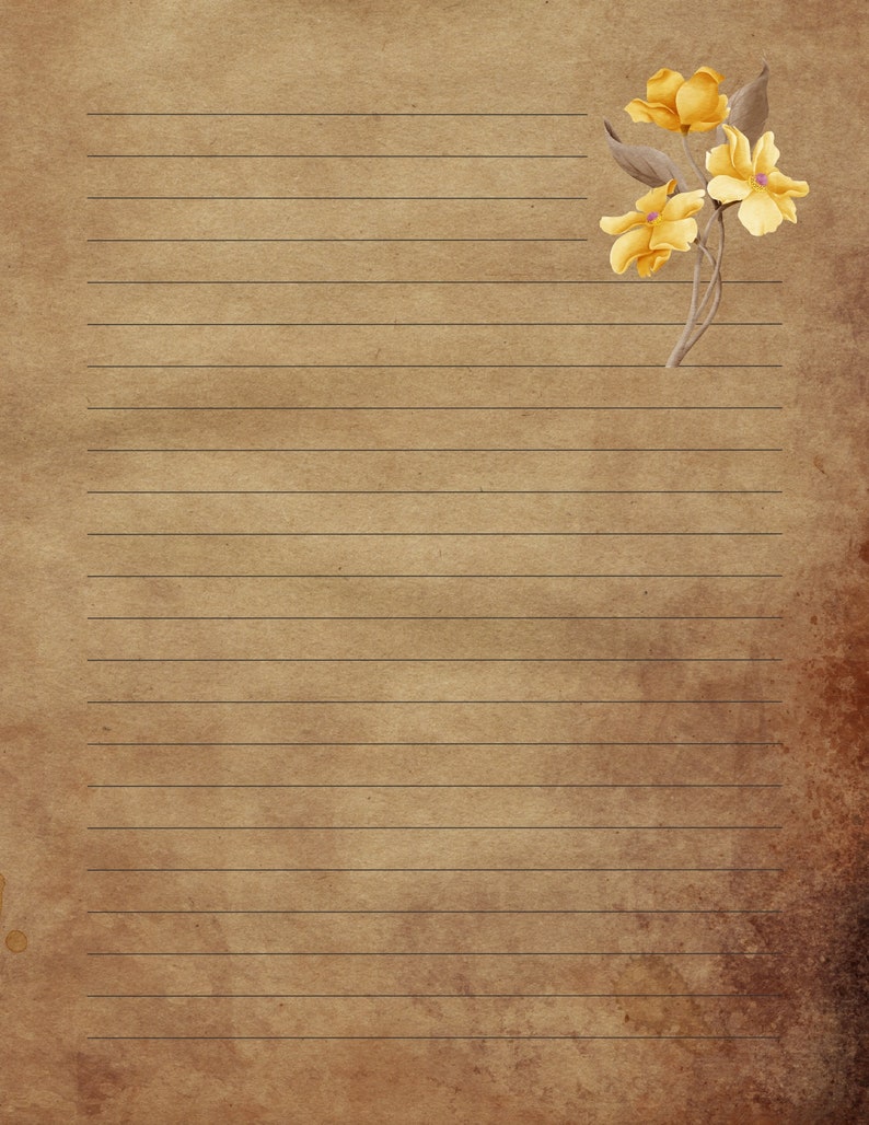 Vintage Floral Writing Paper: 10 Lined Printable Sheets (US Letter Size ...