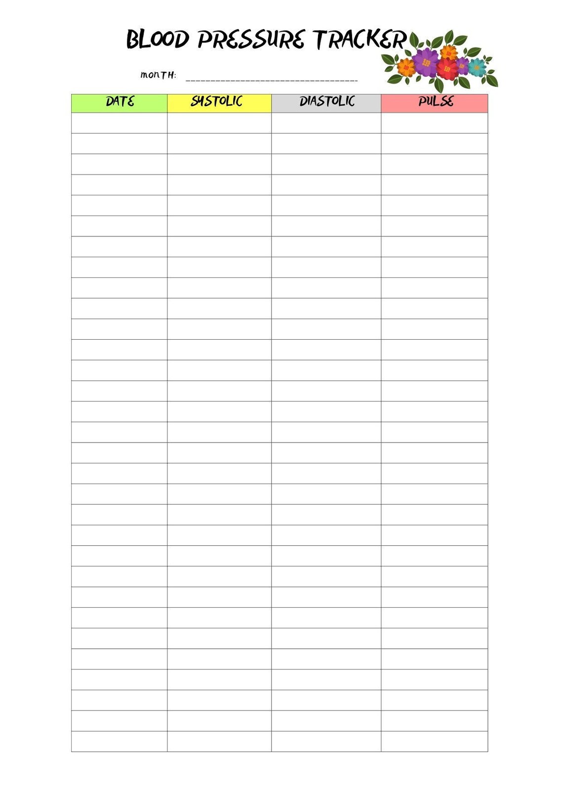 Blood Pressure Tracker Printable, Three Different Designs, Four Sizes ...