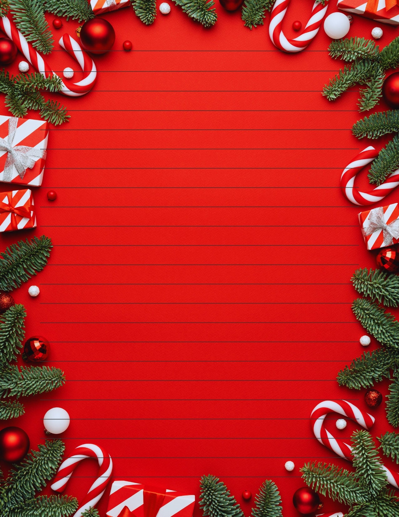 Christmas Writing Paper, Printable, 20 Designs, Lined, US Letter Size ...