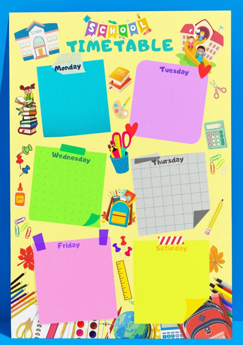 Printable School Timetable,school Schedule,school Planner,kids School ...