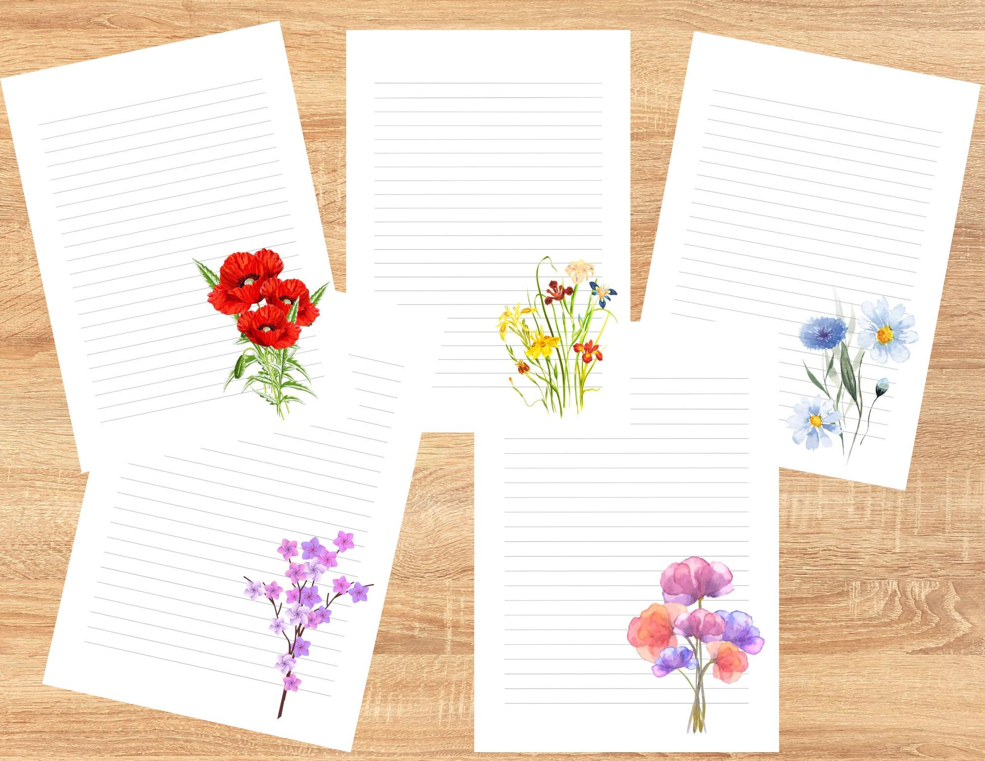 Printable Writing Paper, 5 Designs, 4 Sizes - Etsy
