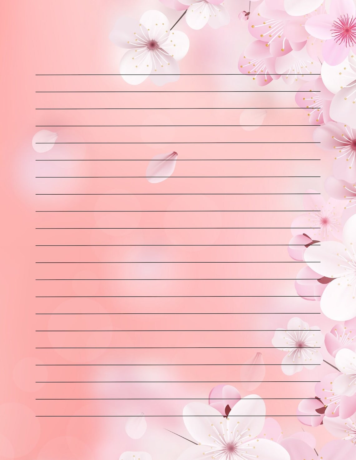 Printable Writing Paper,printable Stationery,floral Letter Writing ...