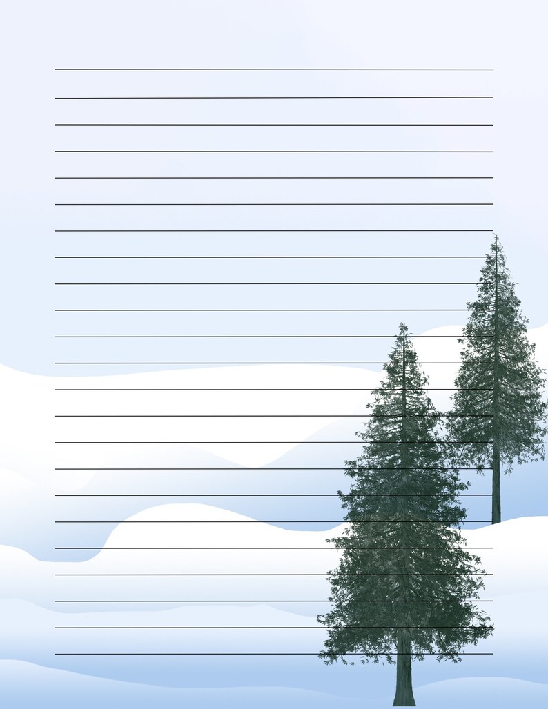 Printable Writing Paper-winter, 12 Diferent Designs, US Letter Size - Etsy
