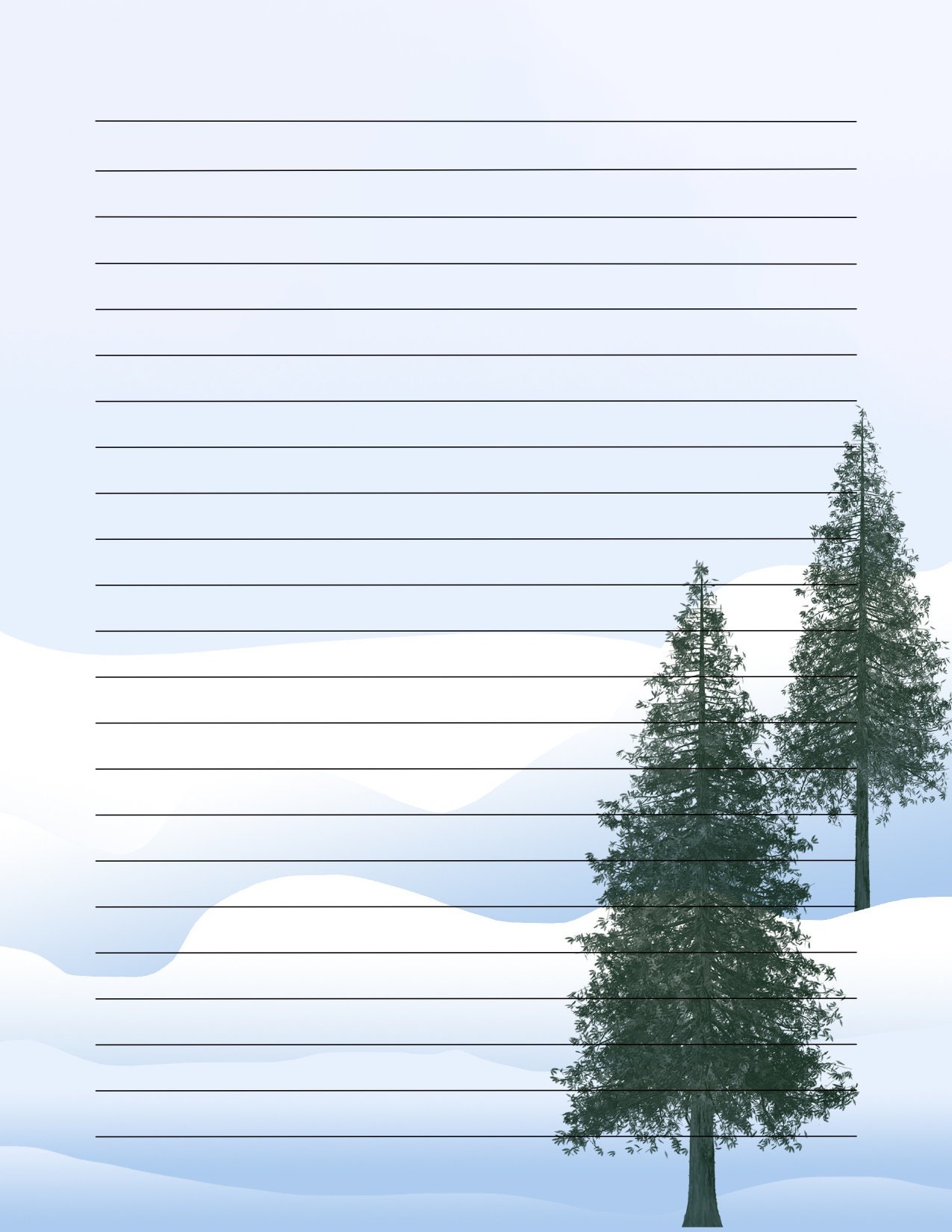 Printable Writing Paper-winter, 12 Diferent Designs, US Letter Size - Etsy