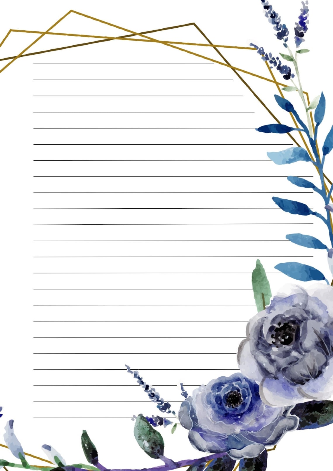 Printable Writing Paper, You Get 8 Different Designs, Lined and Unlined ...