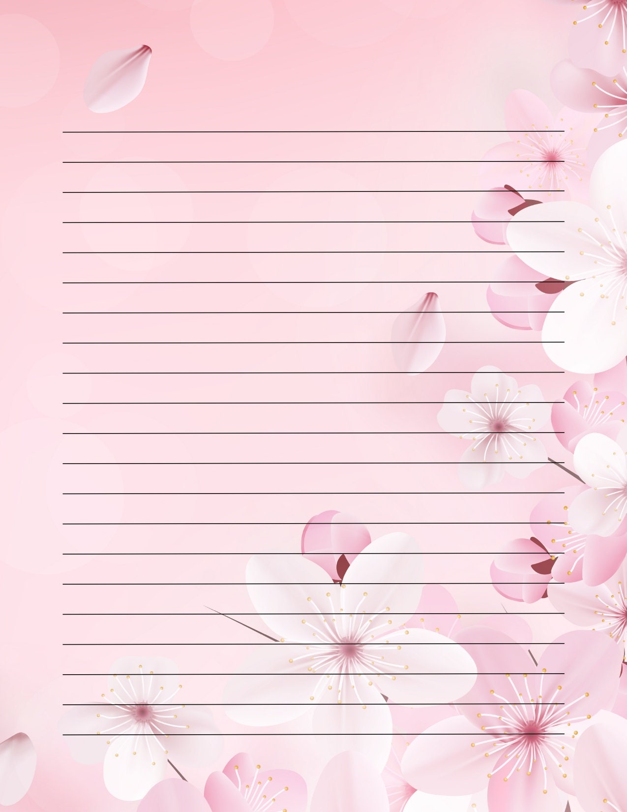 Printable Writing Paper,printable Stationery,floral Letter Writing ...
