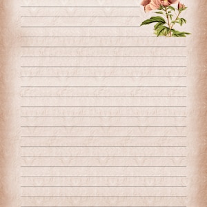 Vintage Floral Writing Paper: 10 Lined Printable Sheets (US Letter Size ...