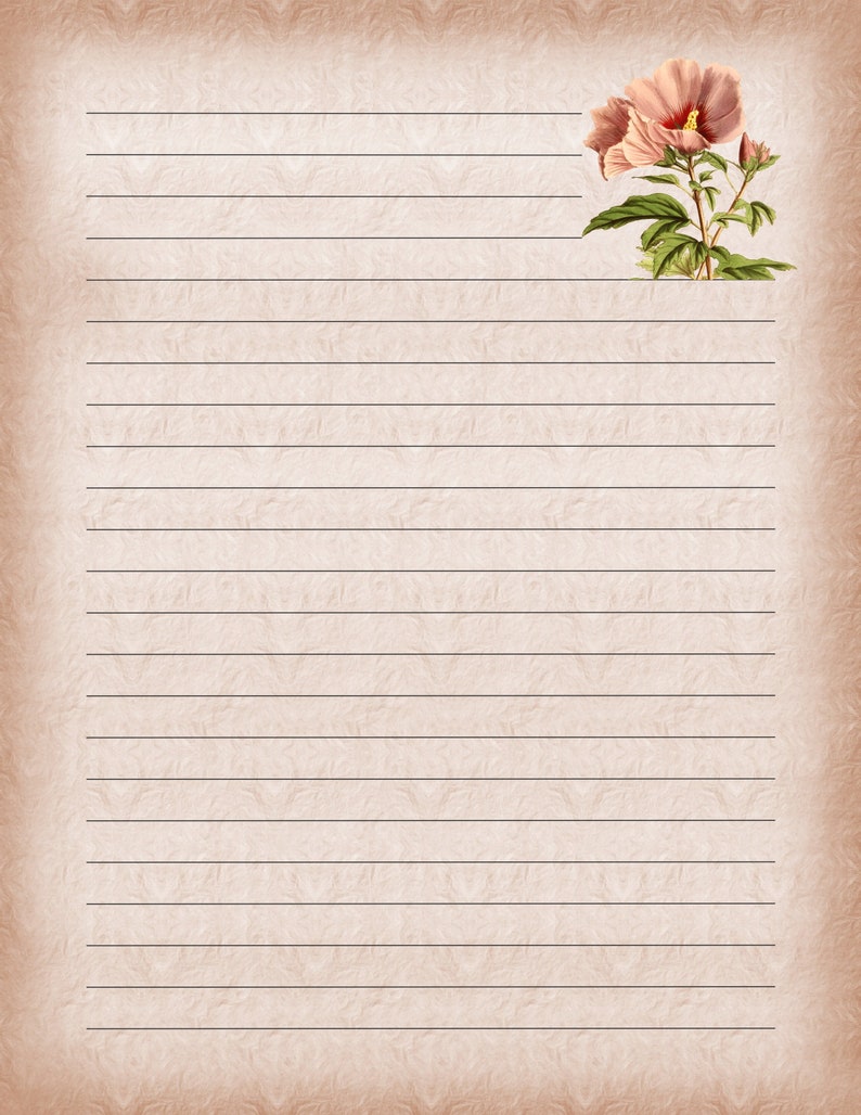 Vintage Floral Writing Paper: 10 Lined Printable Sheets (US Letter Size ...
