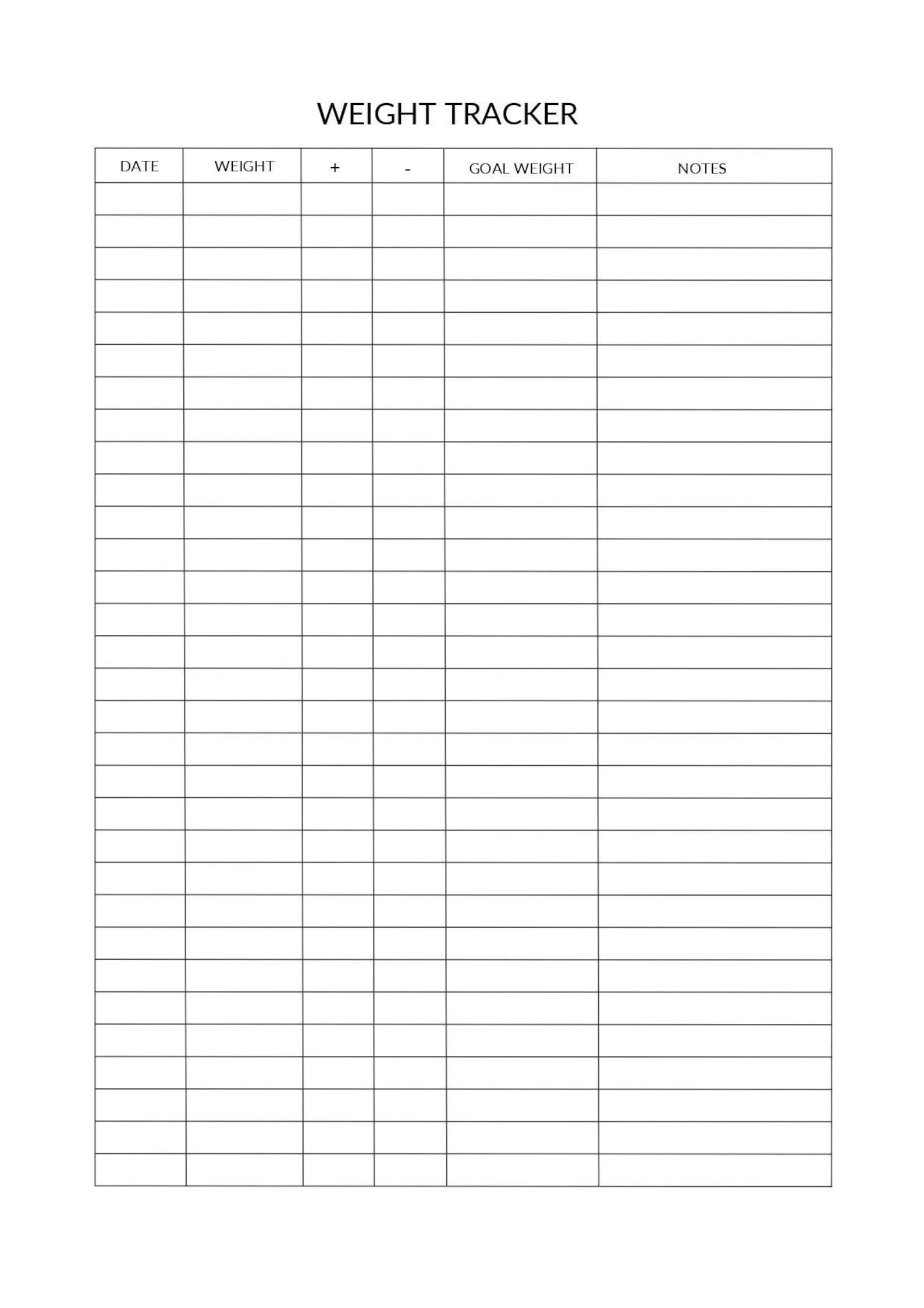 Weight Tracker,weight Loss Tracker,weight Loss Planner,daily Weight Log ...